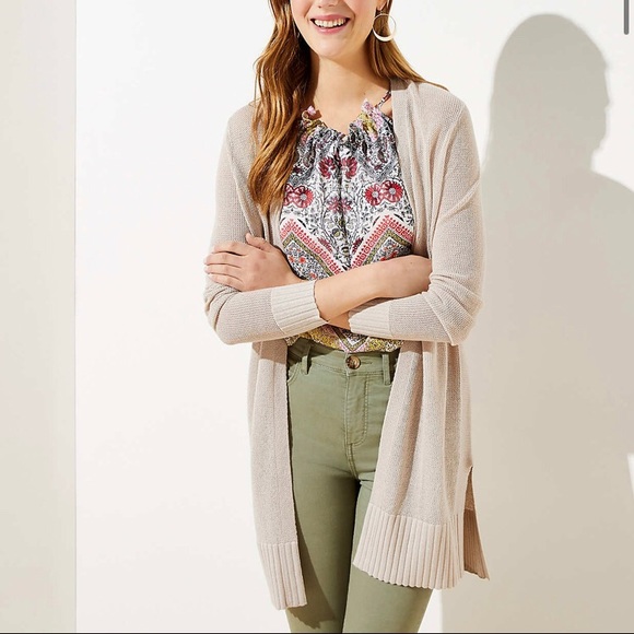 LOFT | Sweaters | Loft Womens Nwt Petite Rib Trim Open Cardigan | Poshmark